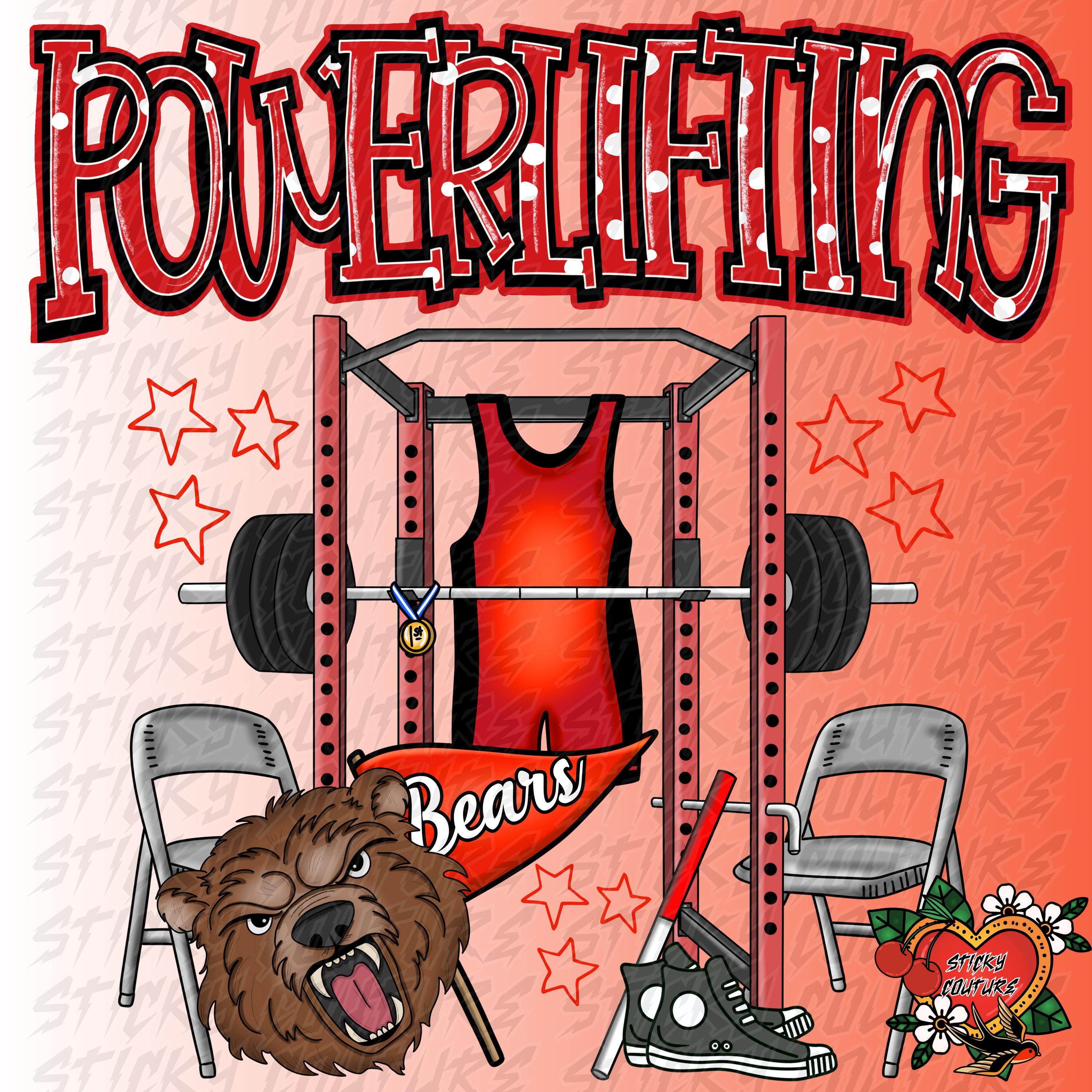 Original Creator Custom Powerlifting Mascot Colors Hand Drawn Doodle ...