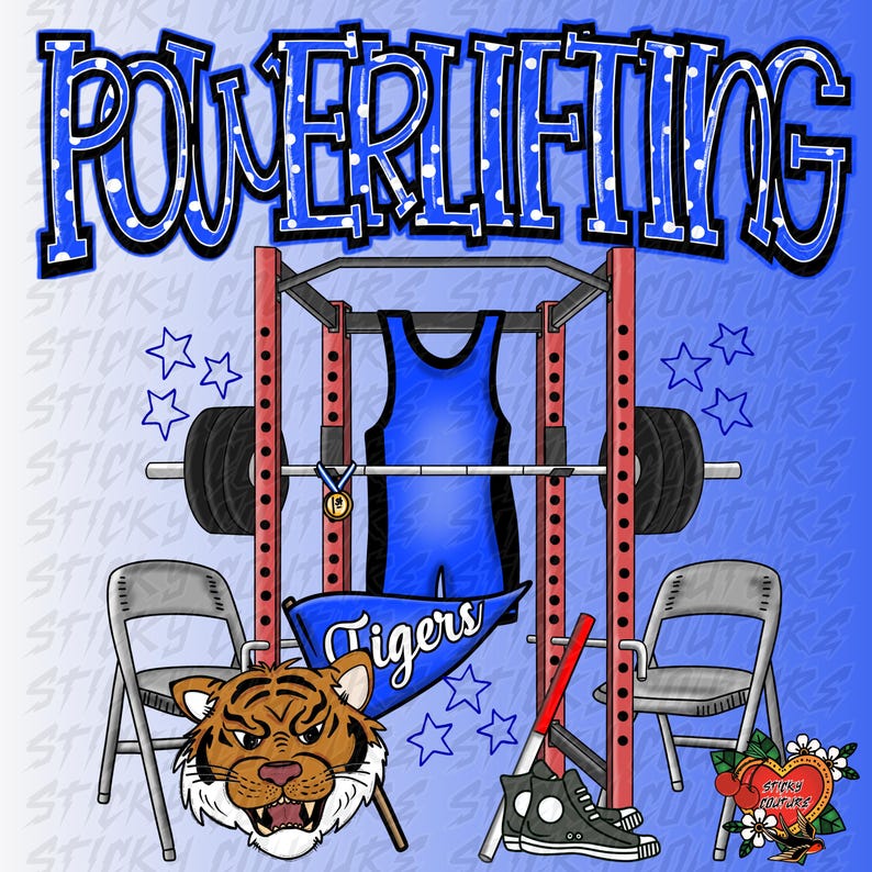 Original Creator Custom Powerlifting Mascot Colors Hand Drawn Doodle ...
