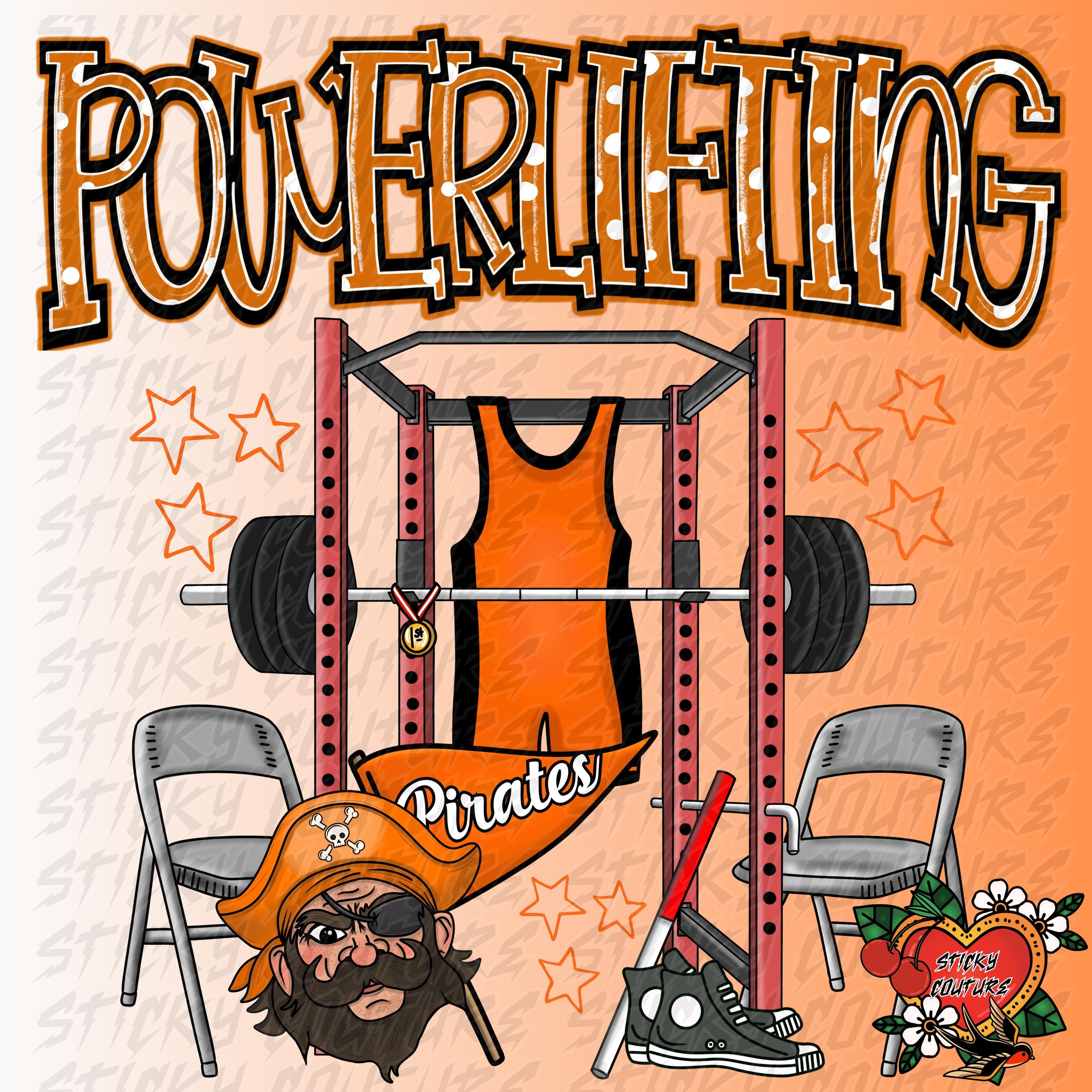 Original Creator Custom Powerlifting Mascot Colors Hand Drawn Doodle ...