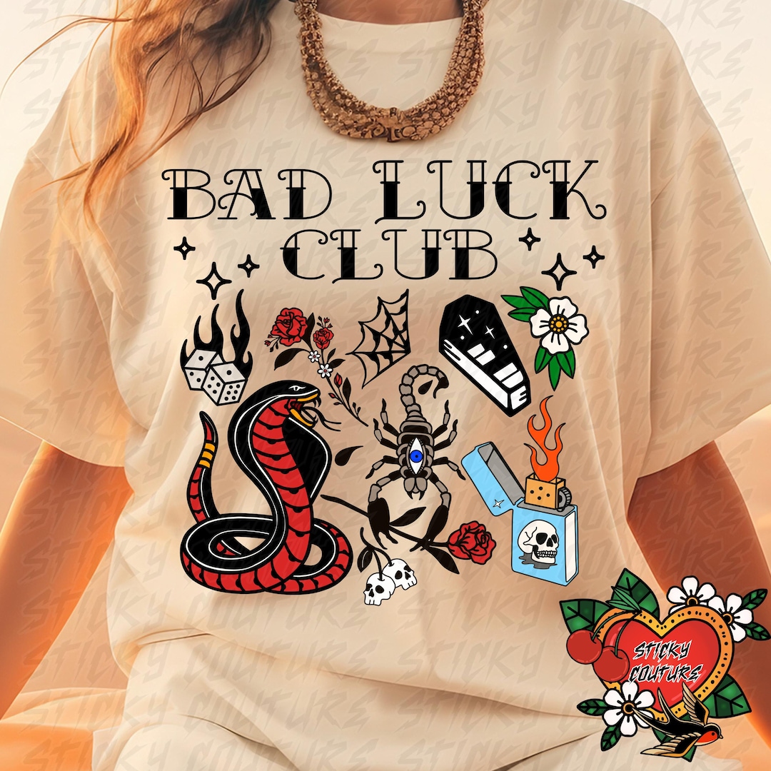 Bad Luck Club PNG Tattoo Style Traditional Flash Art Rad Rad Trad Dark ...