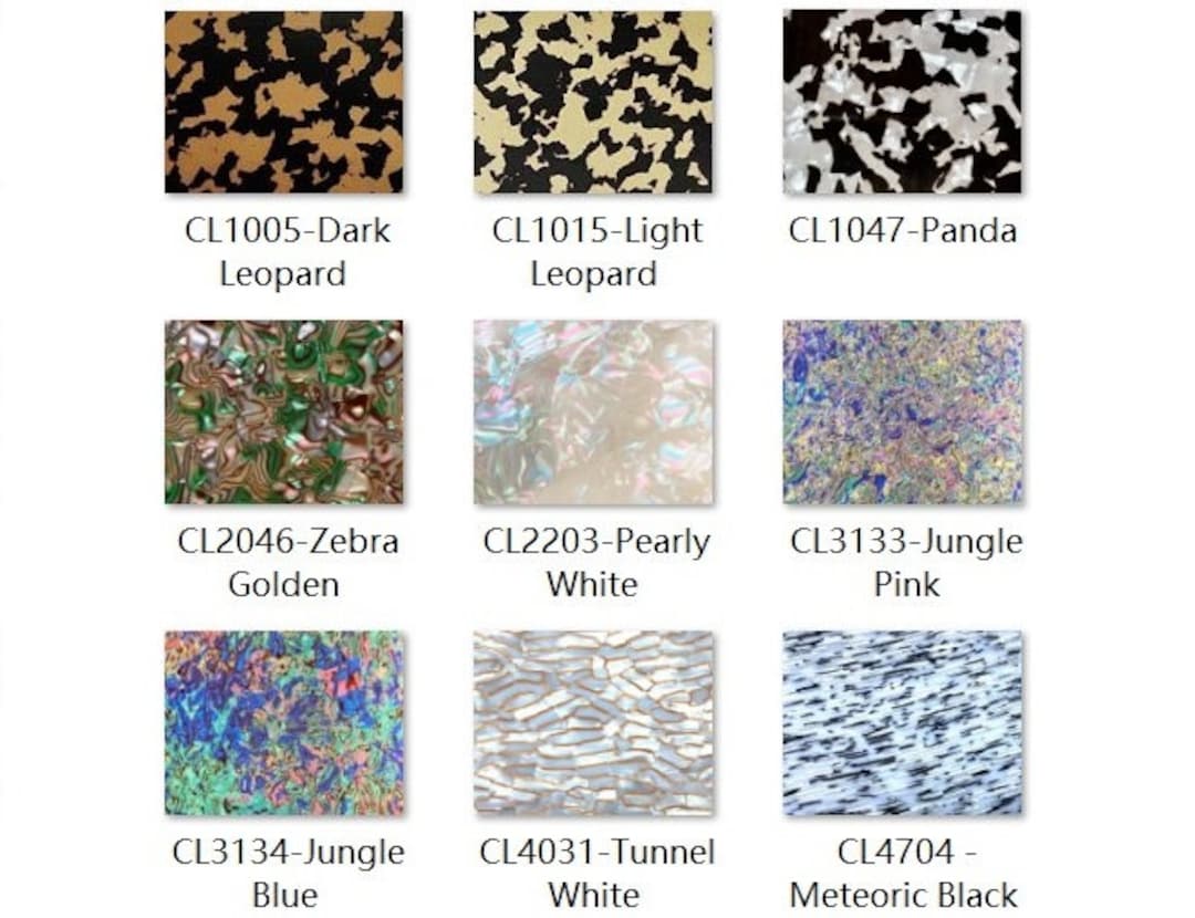 Acrylic (PMMA) Celluloid Sheets, 3.0mm Thickness (.118"), 9 Colors/9 ...