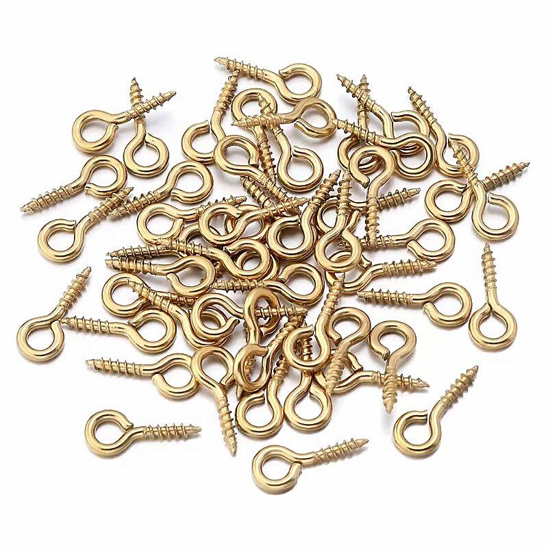 Mini Stainless Steel Screw Eye Pins, Threaded Eye Hooks for DIY Jewelry ...