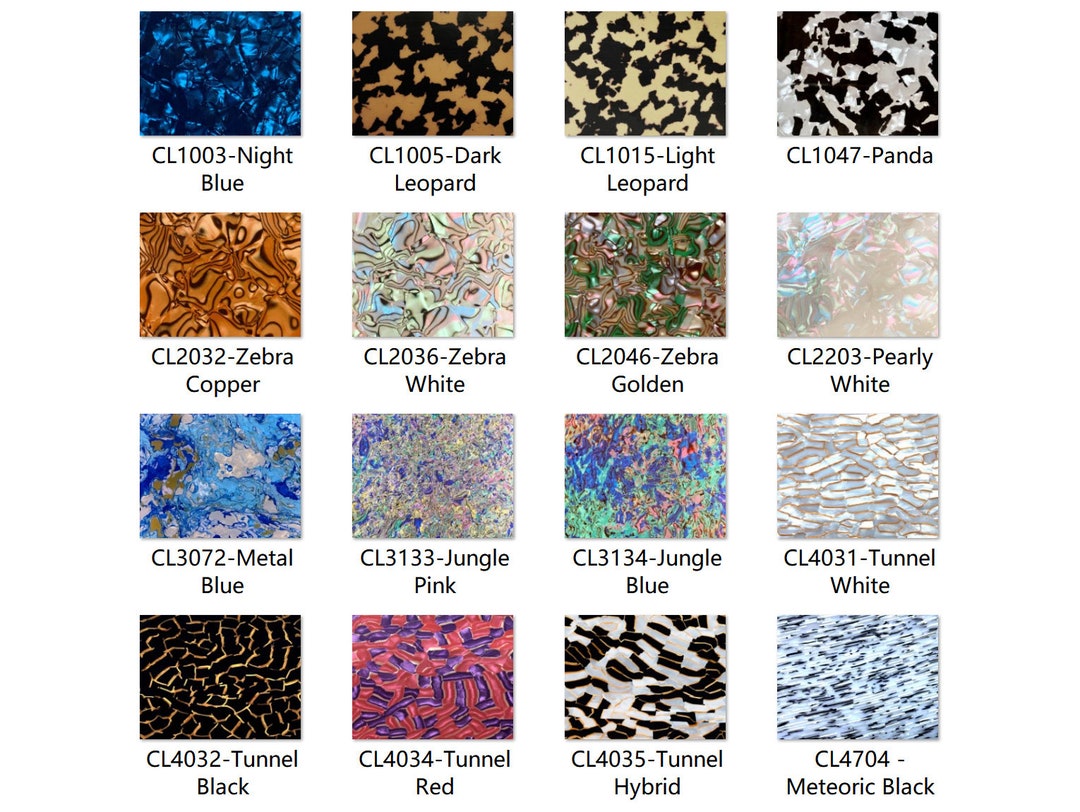 Acrylic PMMA Celluloid Sheets, 3.0mm Thickness .118, 13 Colors/3 Sizes ...