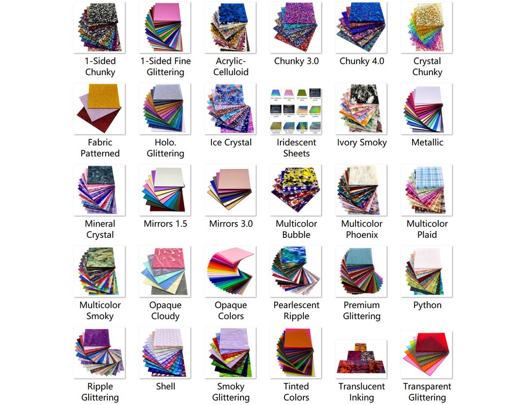 A Full Set of All the Samples for All 30 Types of Sheets, 98mm X 98mm ...