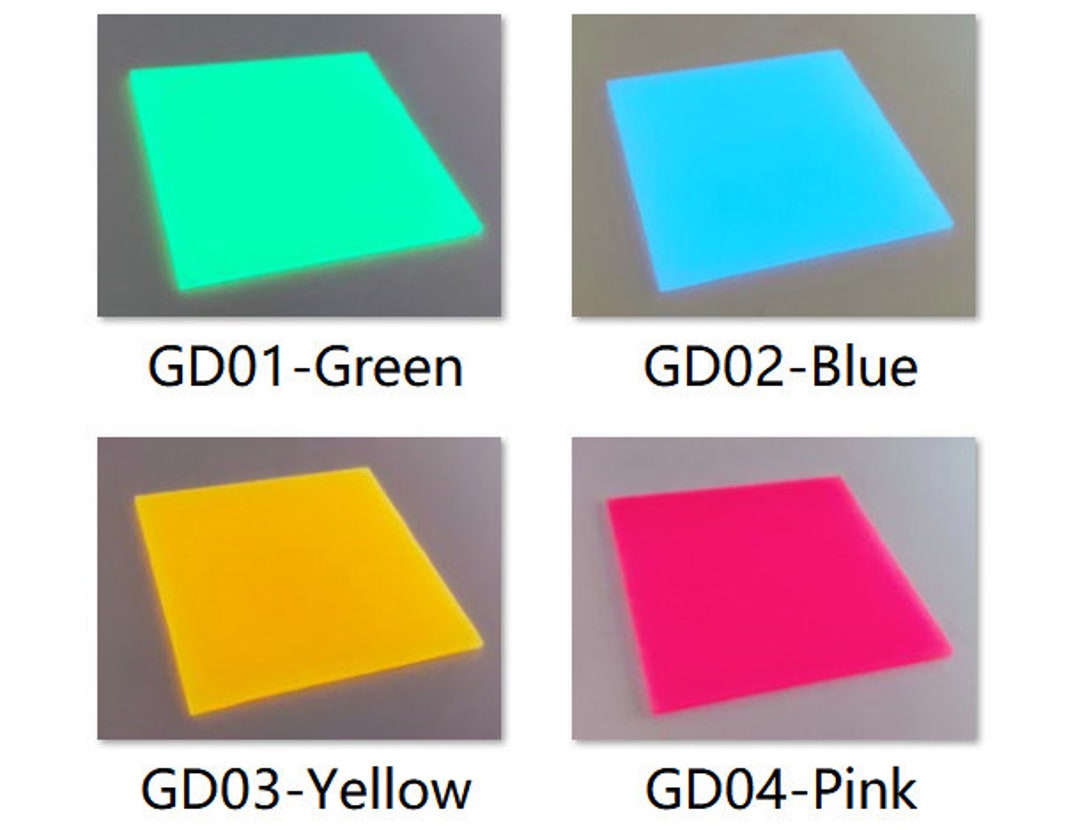 Glow-in-dark Acrylic Color Sheets, 3.0mm Thickness (.118"), 4 Colors/12 ...