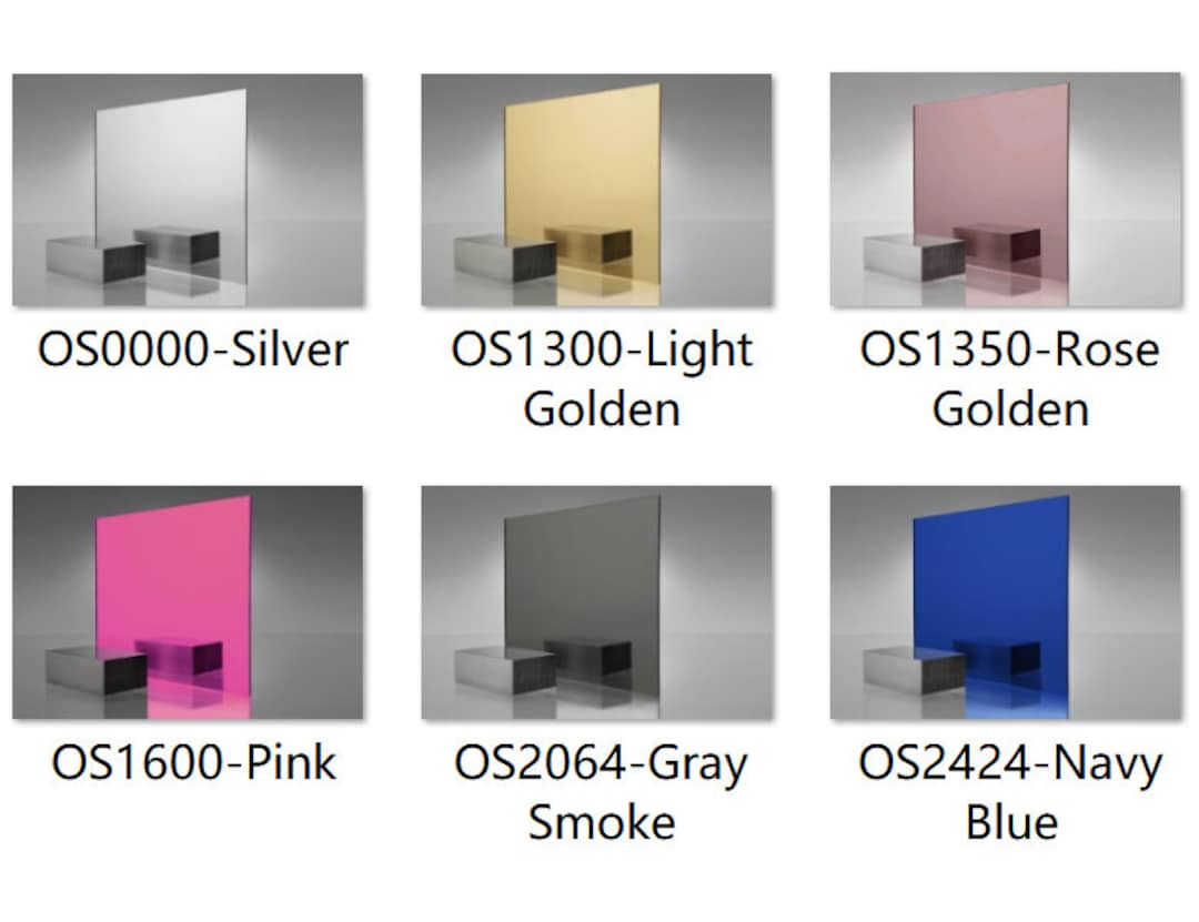 Acrylic (PMMA) One-sided Colour Mirrors, 3.0mm Thickness (.118"), 6 ...