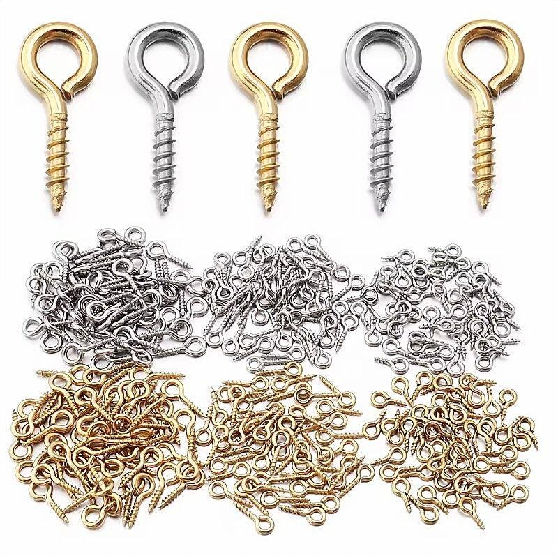 Mini Stainless Steel Screw Eye Pins, Threaded Eye Hooks for DIY Jewelry ...