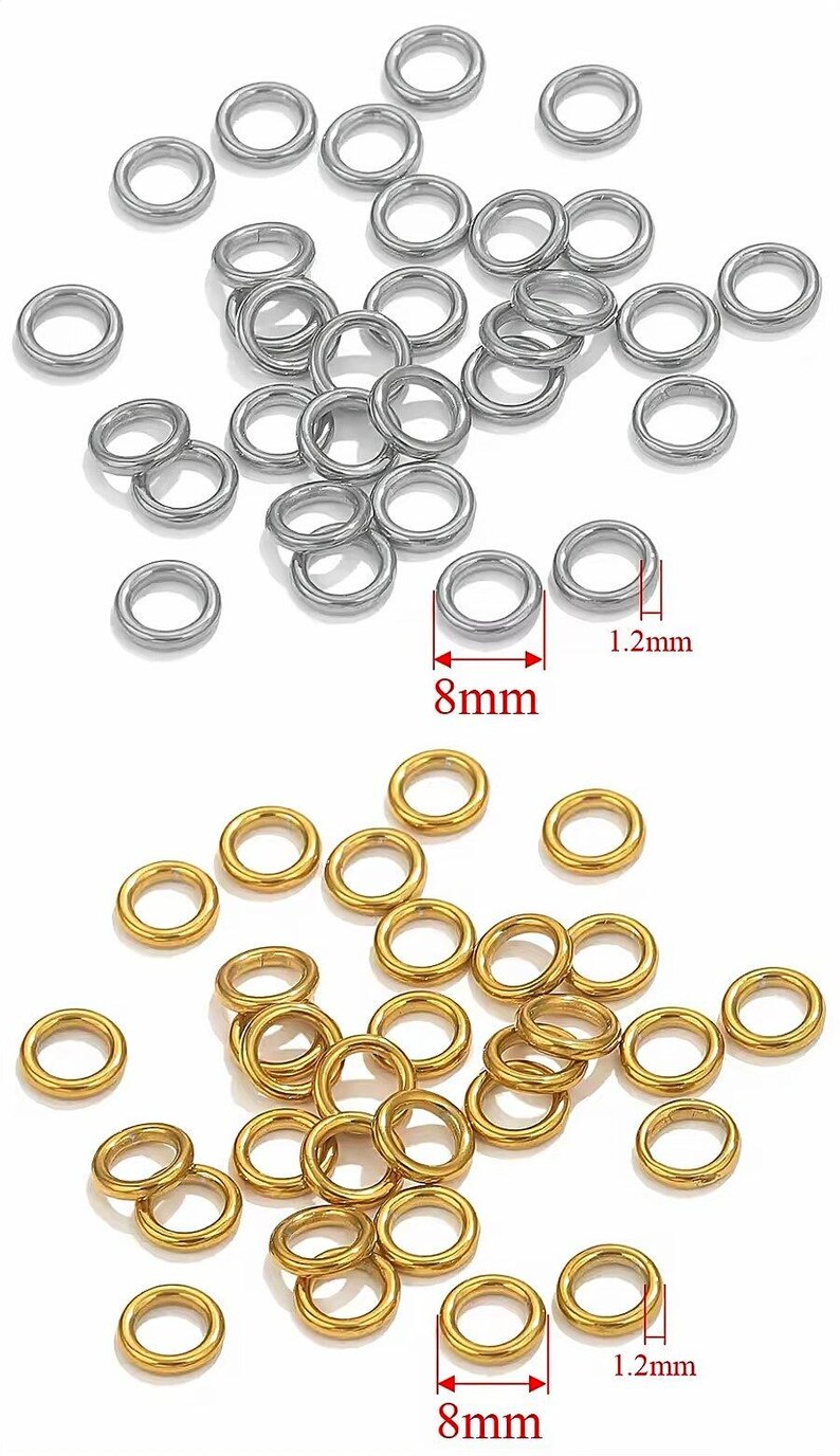 50pcs Stainless Steel Closed Jump Rings / O Rings | Steel or Gold | 4 ...