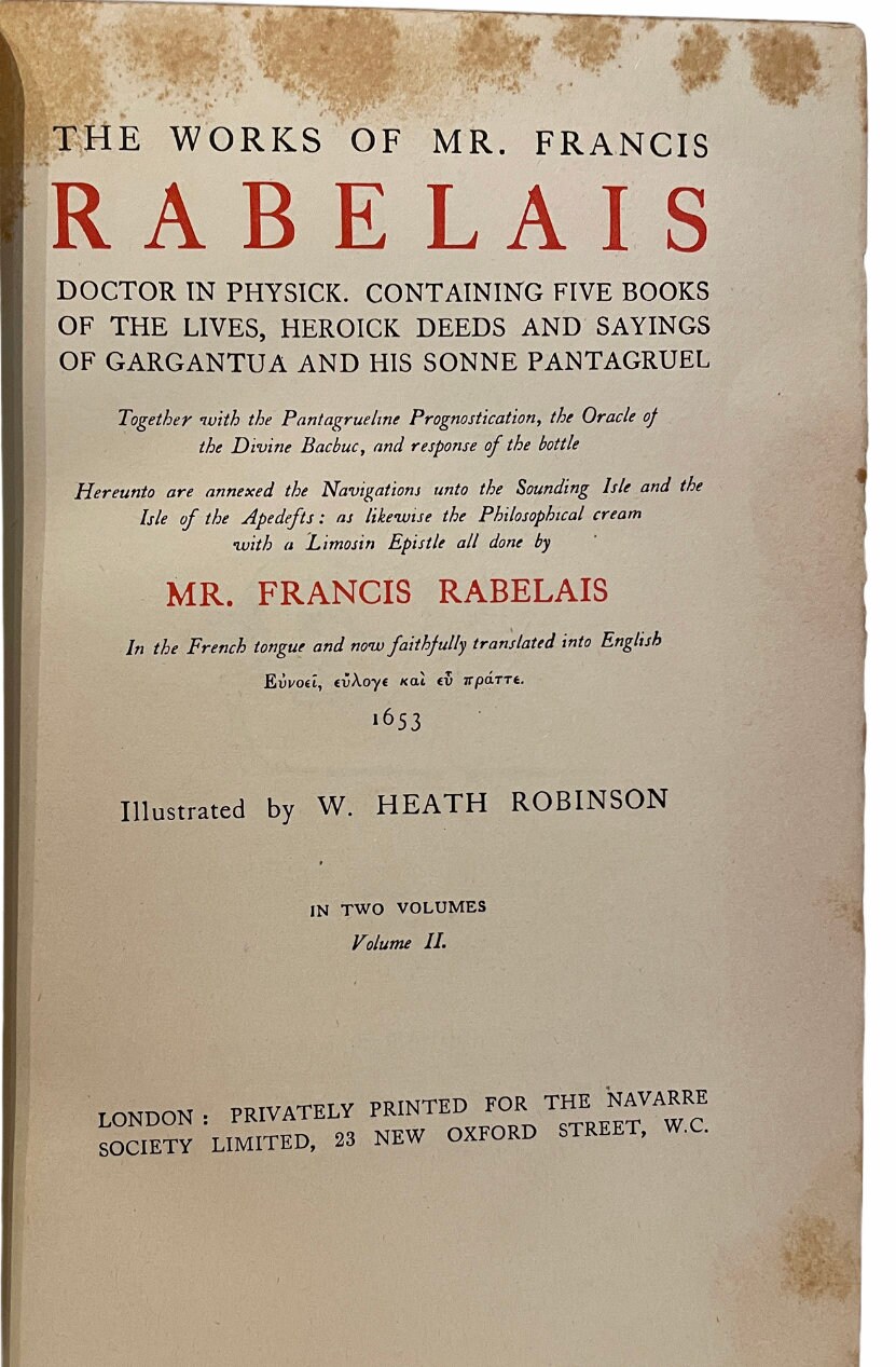 1913 the Works of Mr. Francis Rabelais Navarre Society Limited ...