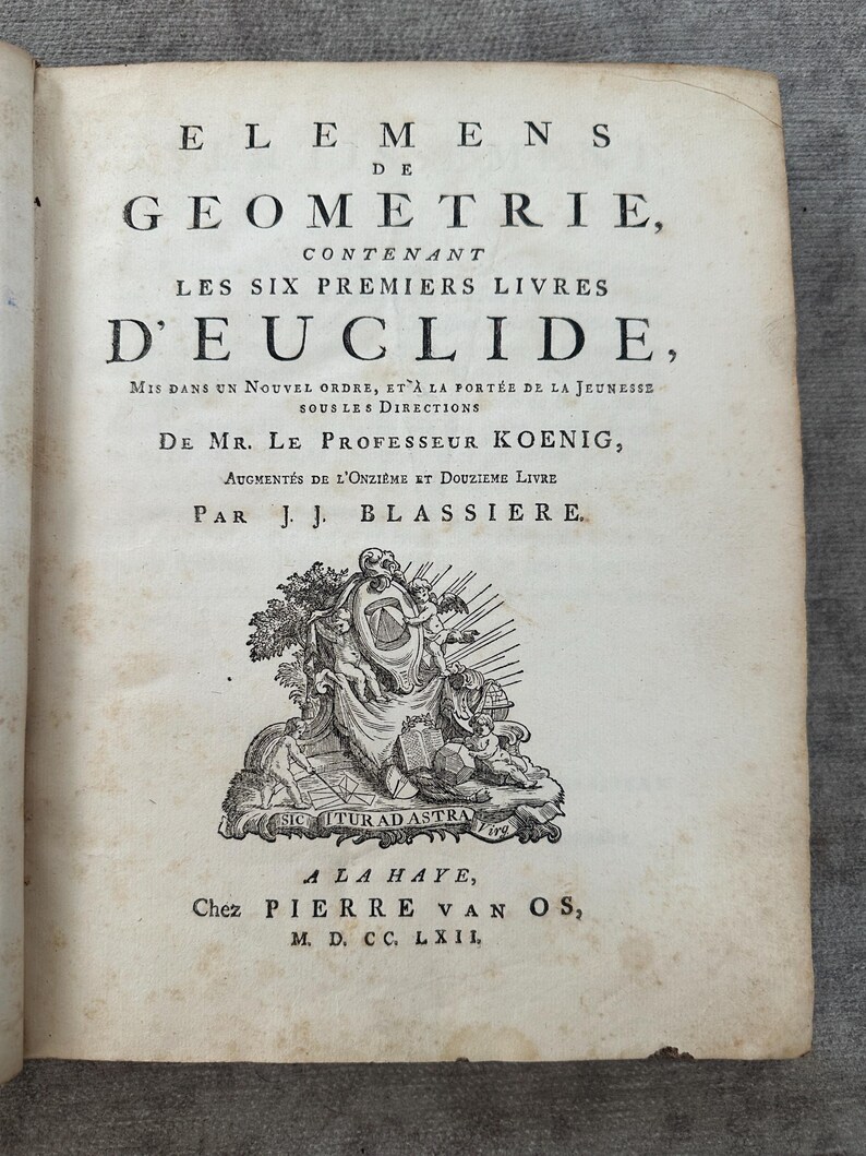 Rare 18th Century French Euclid Geometry — Illustrated & Bound in Gilt ...