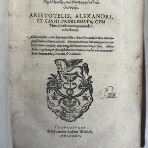 16th Century Landmark in the Study of Aristotle. Very Rare - Etsy