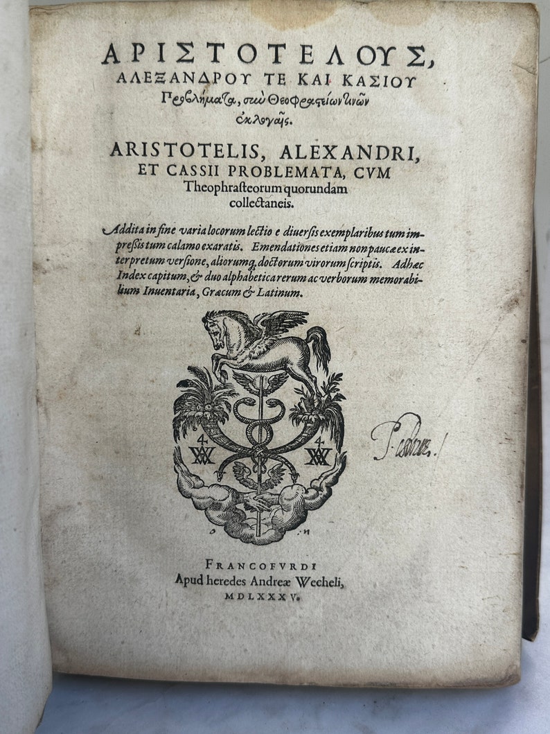 16th Century Landmark in the Study of Aristotle. Very Rare - Etsy
