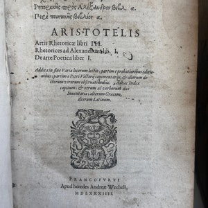 16th Century Landmark in the Study of Aristotle. Very Rare - Etsy