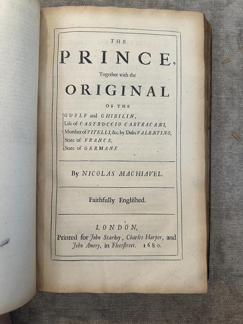 Printed 1680 Works of the Famous Nicholas Machiavel - Etsy