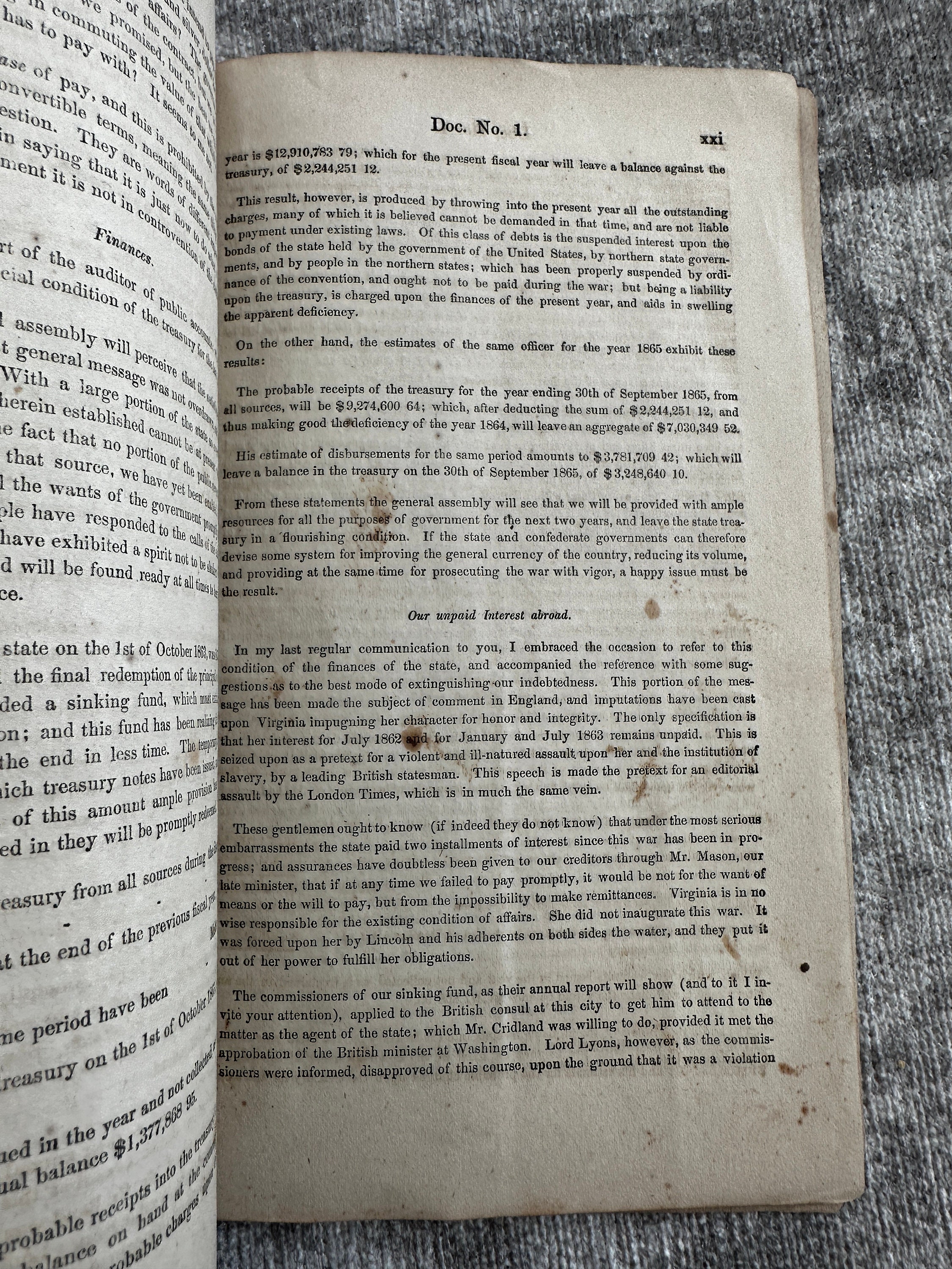 1863 Very Rare CONFEDERATE Imprint Doc. 1 From the Governor of Virginia ...