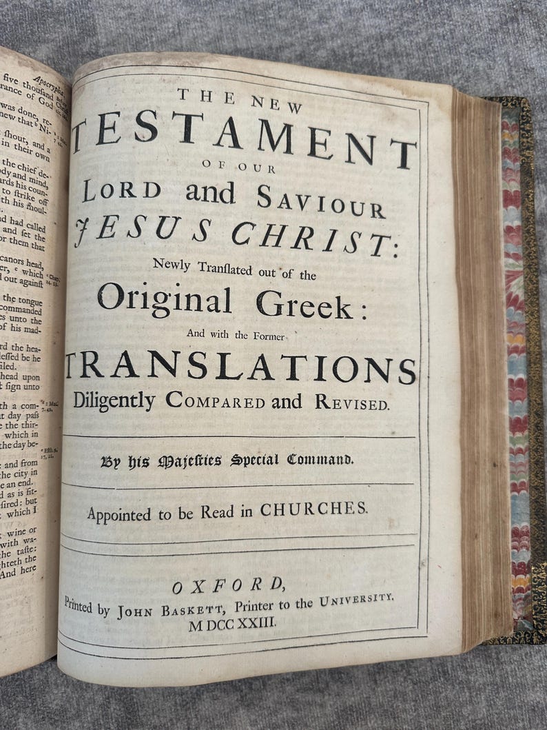 1723 Baskett Holy Bible With a Bookplate of Jesus - Etsy