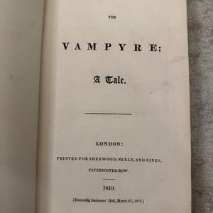 First VAMPIRE Book in English - Polidori - Etsy