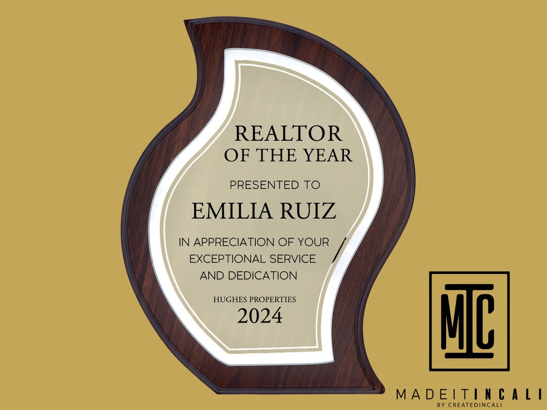 Realtor Gift - Custom Plaque - Wooden Award - Closing Gift - Realtor of ...