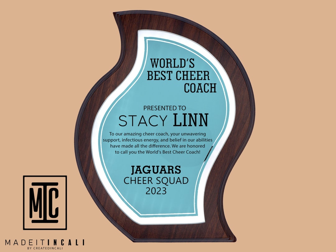 Worlds Best Cheer Coach Award, Gift for Cheer Coach, Appreciation Award ...