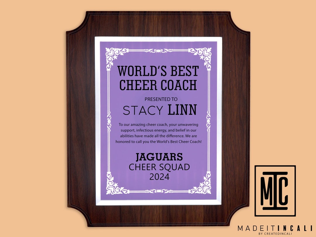 Cheer Coach Plaque, Worlds Best Cheer Coach, Gift for Cheer Coach ...
