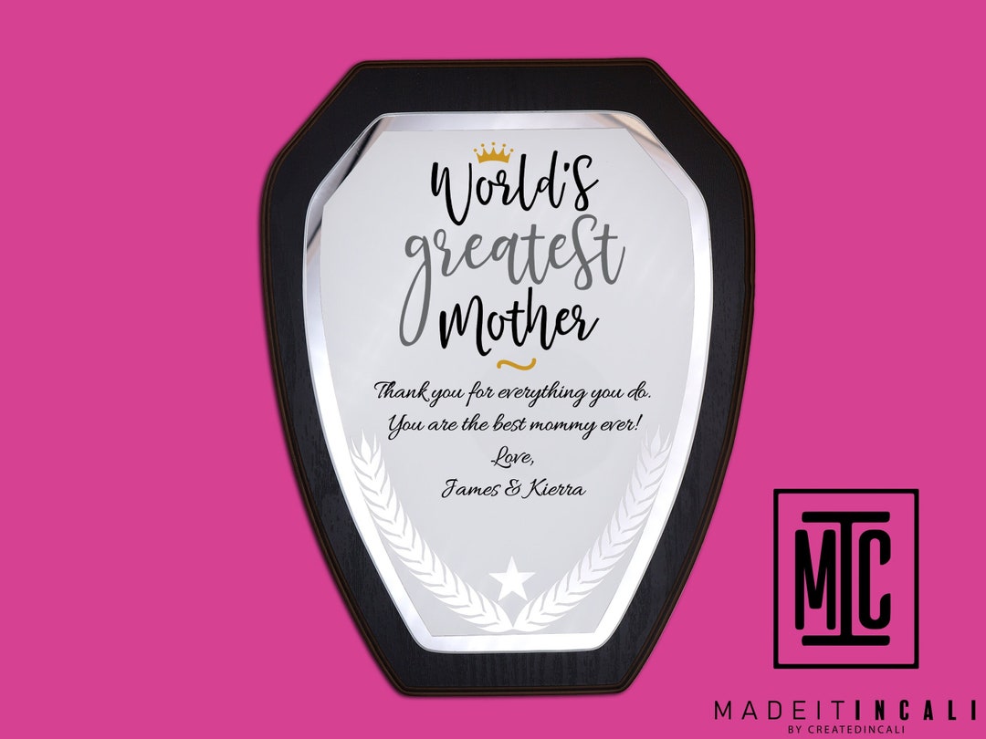 Mom Gift, Custom Award, World's Greatest Mother, Gift for Mom, Mothers ...