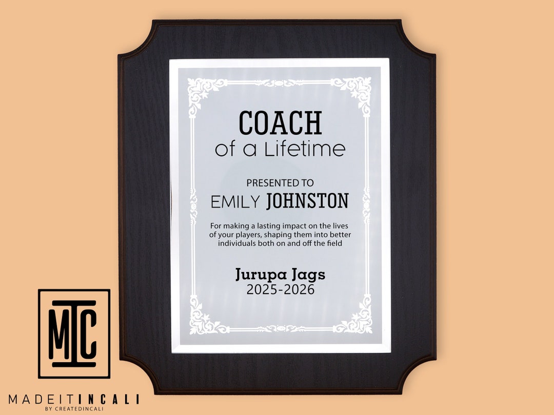 Coach Plaque, Coach of a Lifetime, Glass Coach Plaque, Gift for Coach ...