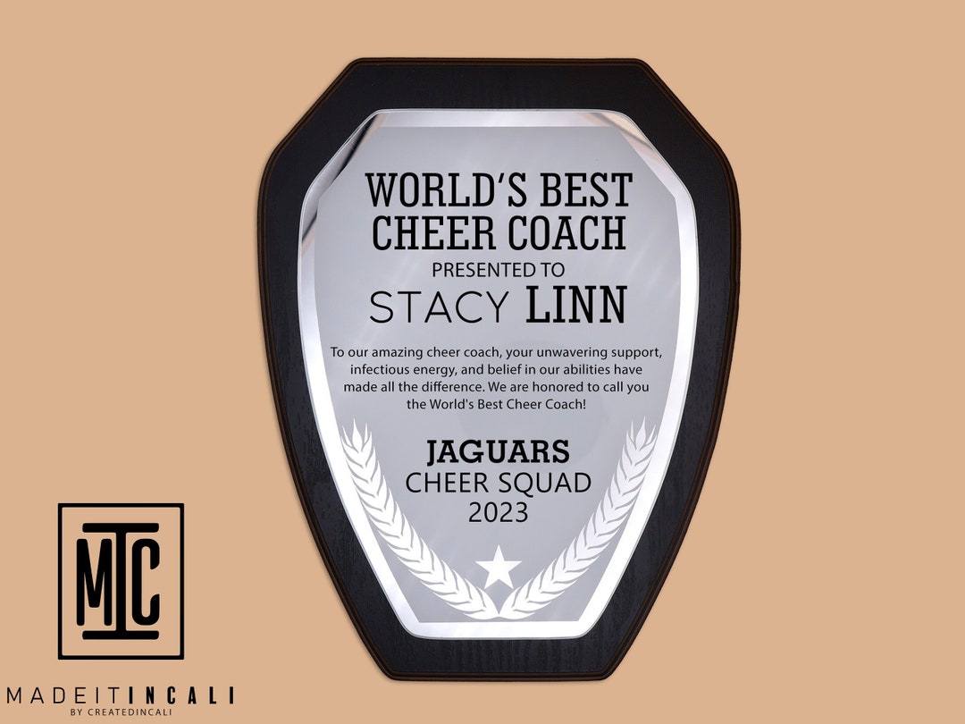 Cheer Coach Award Plaque, Worlds Best Cheer Coach, Gift for Cheer Coach ...