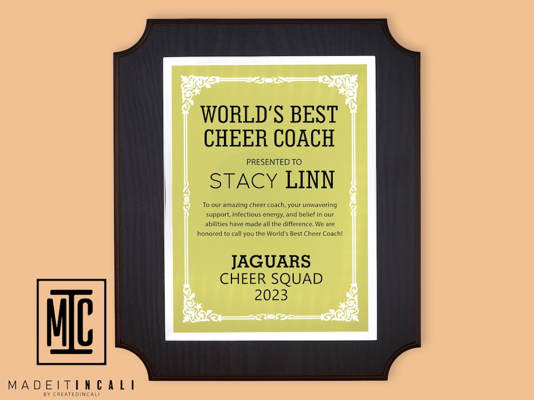 Cheer Coach Plaque, Worlds Best Cheer Coach, Gift for Cheer Coach ...