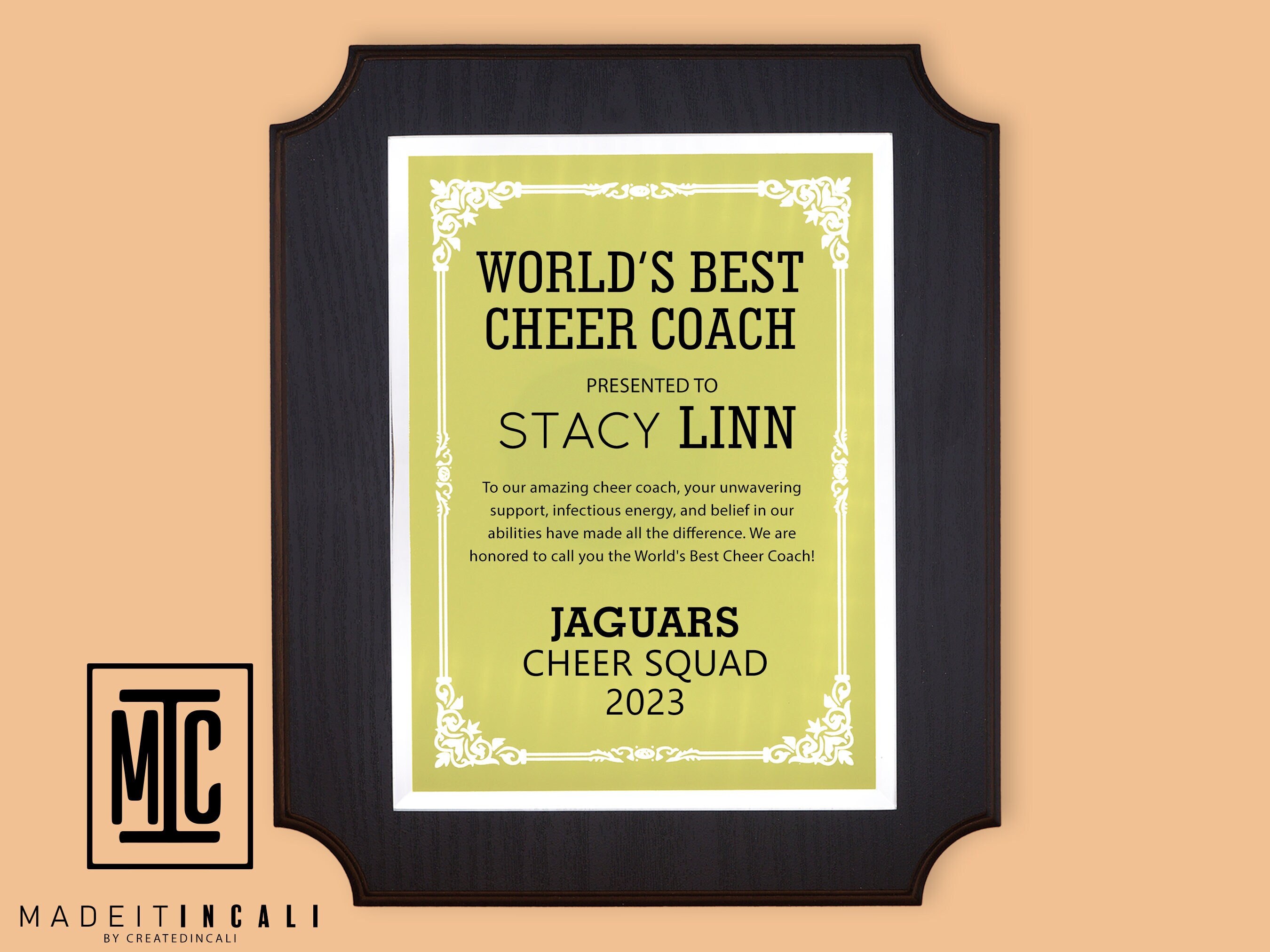 Cheer Coach Plaque, Worlds Best Cheer Coach, Gift for Cheer Coach ...