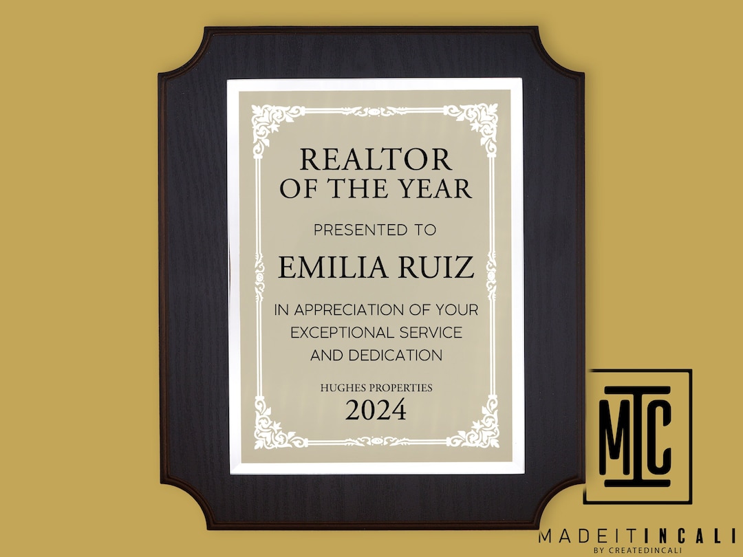Realtor Gift - Custom Plaque - Wooden Award - Closing Gift - Realtor of ...