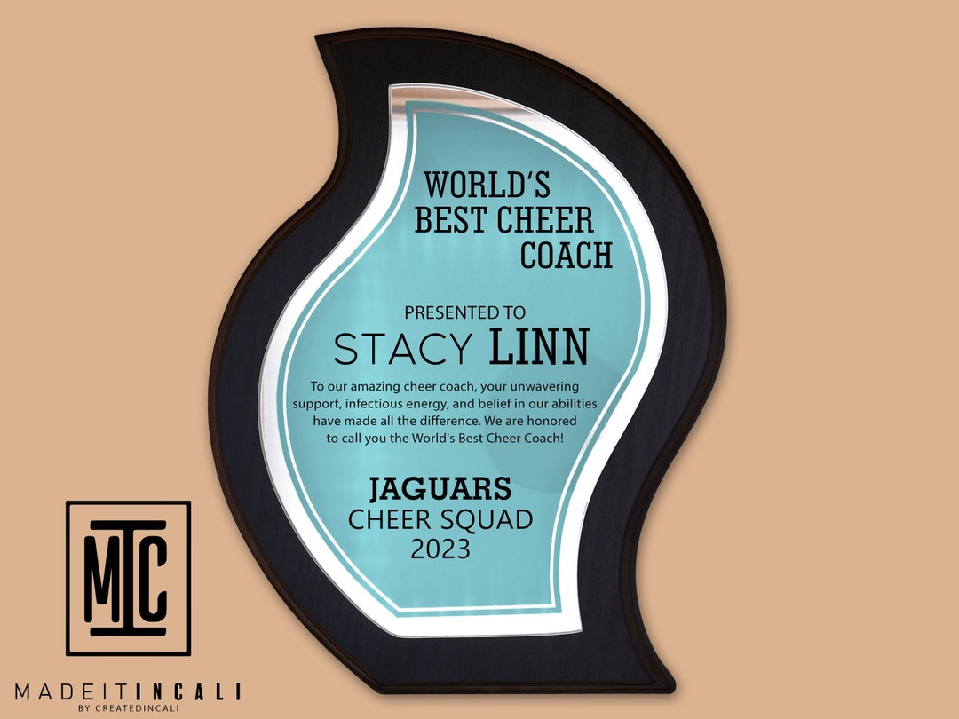 Worlds Best Cheer Coach Award, Gift for Cheer Coach, Appreciation Award ...