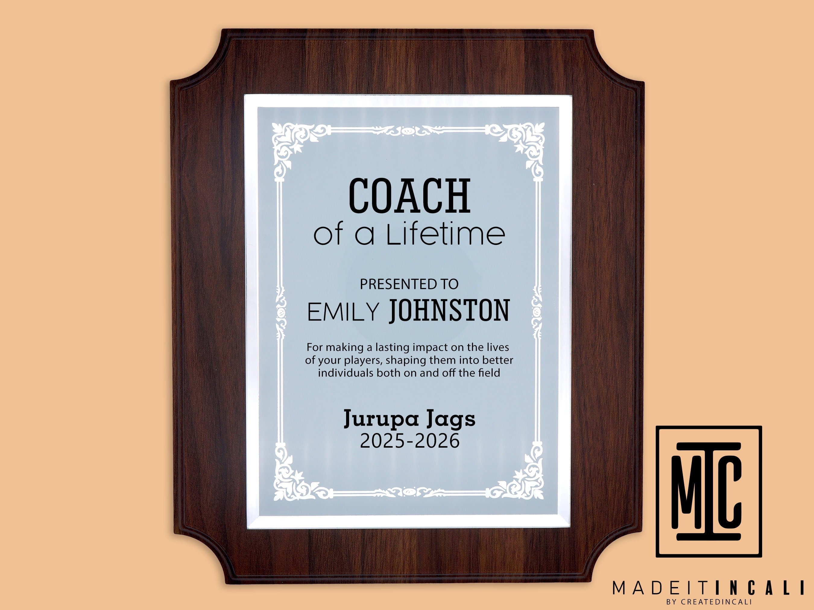 Glass Coach Plaque, Gift for Coach, Appreciation Award, Coach Plaque ...