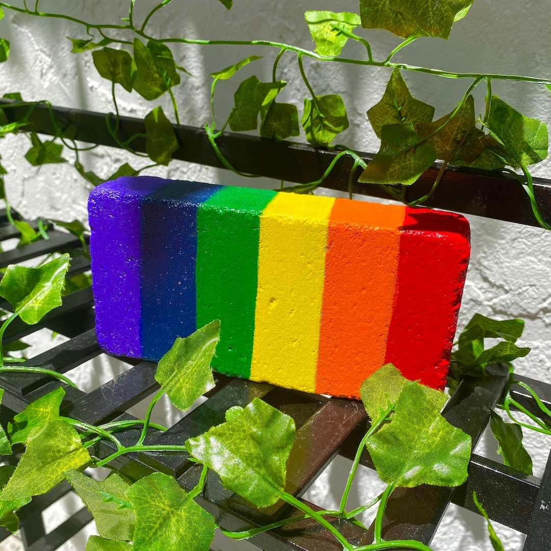 RAINBOW Painted Brick (2 Count) - Etsy