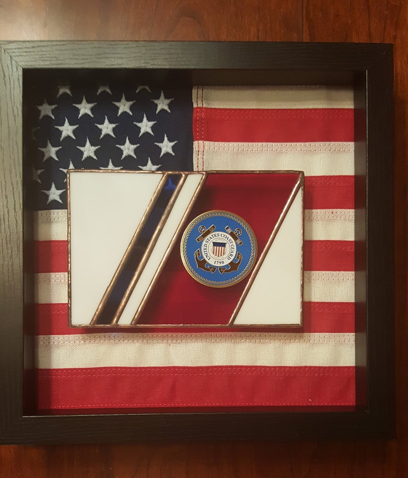 US Coast Guard Logo Stain Glass in Custom Shadow Box - Etsy