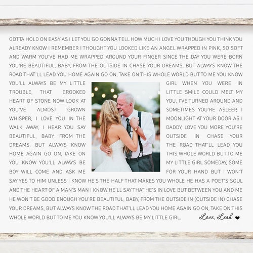 Custom Song Lyrics Wall Art Father of the Bride Gift - Etsy