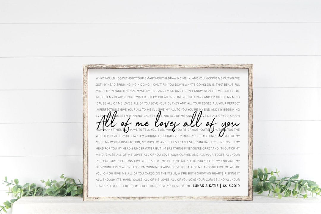 Valentine's Day Gift for Him, Custom Song Lyrics Wall Art, Wedding Song ...