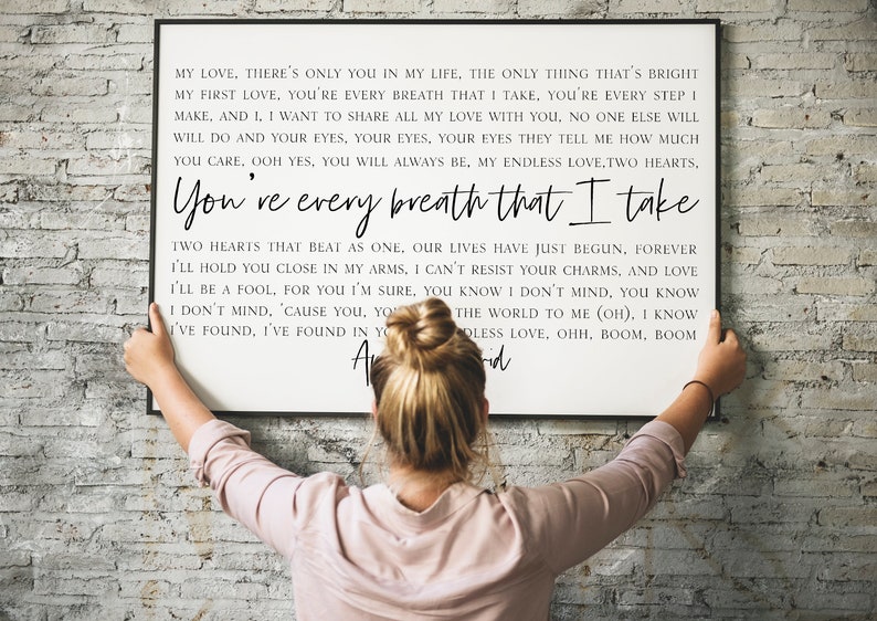 Song Lyrics Wall Art Custom Song Lyric Print Wedding Song - Etsy