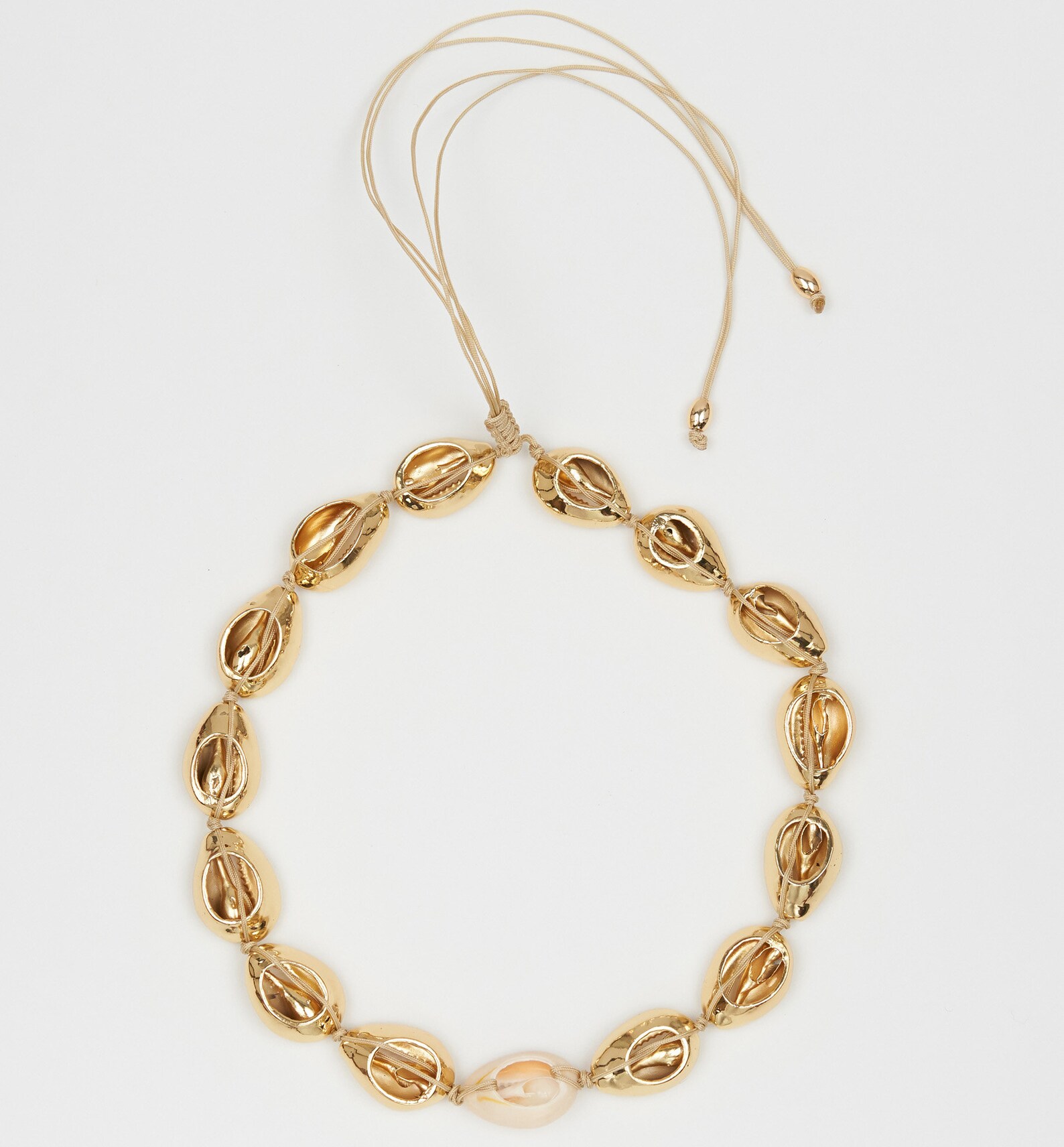 18k Gold Plated Natural Shell Necklace with Cord Closure | Etsy