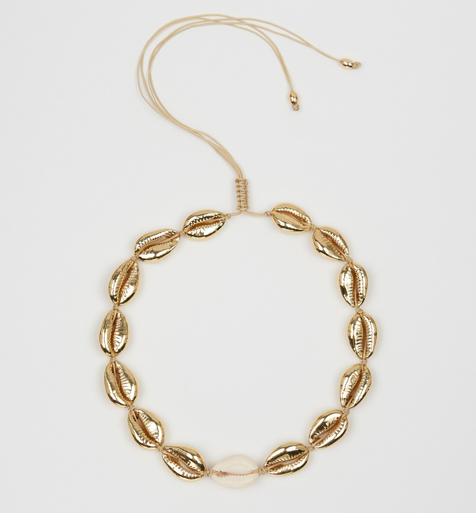 18k Gold Plated Natural Shell Necklace with Cord Closure | Etsy