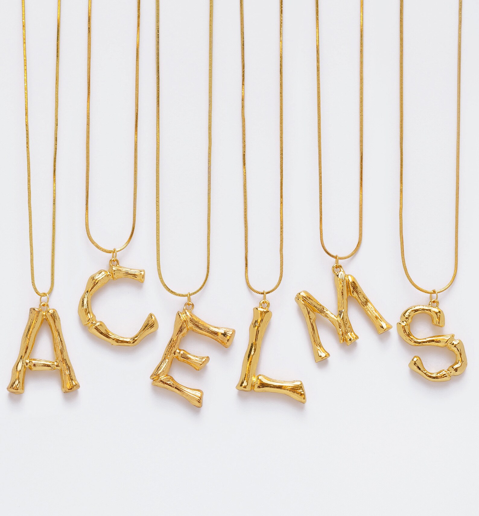 Initial Alphabet Letter Pendant Necklace in 24k Gold Tone | Etsy