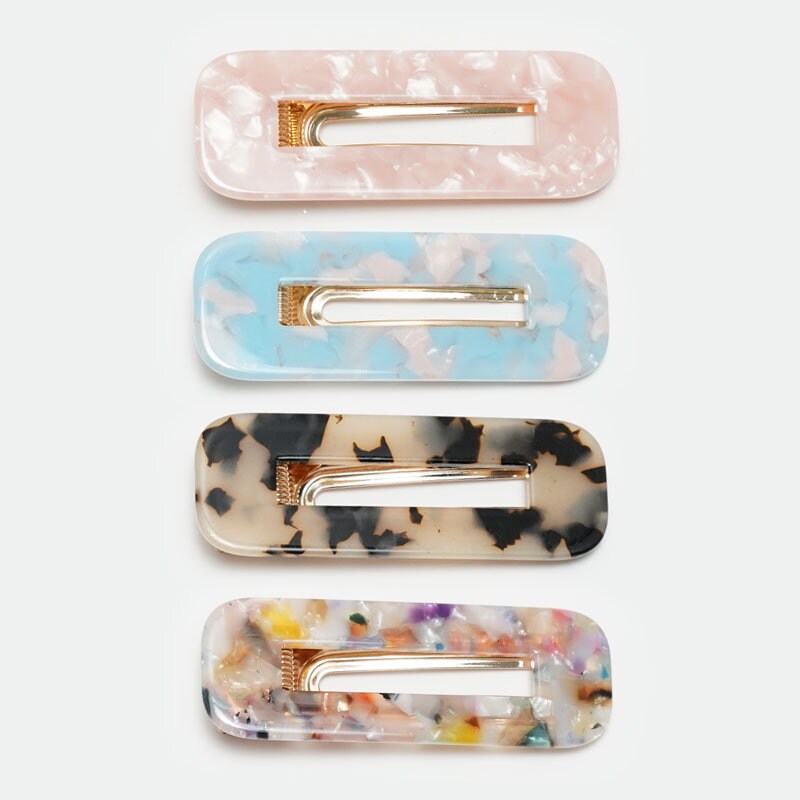 Acrylic Barrette Gold Metal Alligator Hair Clip on | Leopard ...