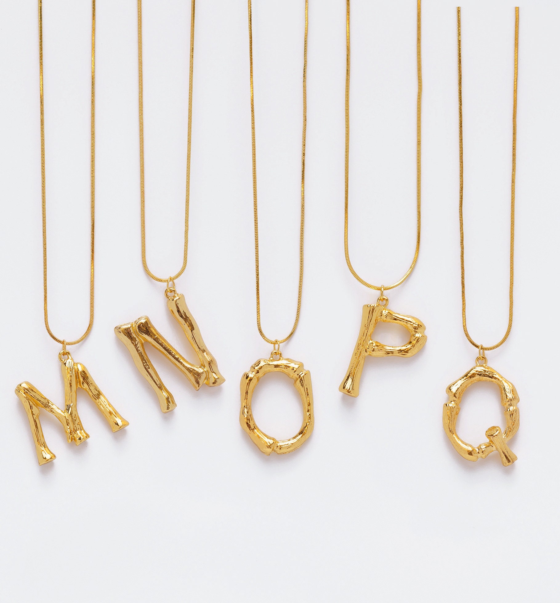 Initial Alphabet Letter Pendant Necklace in 24k Gold Tone | Etsy
