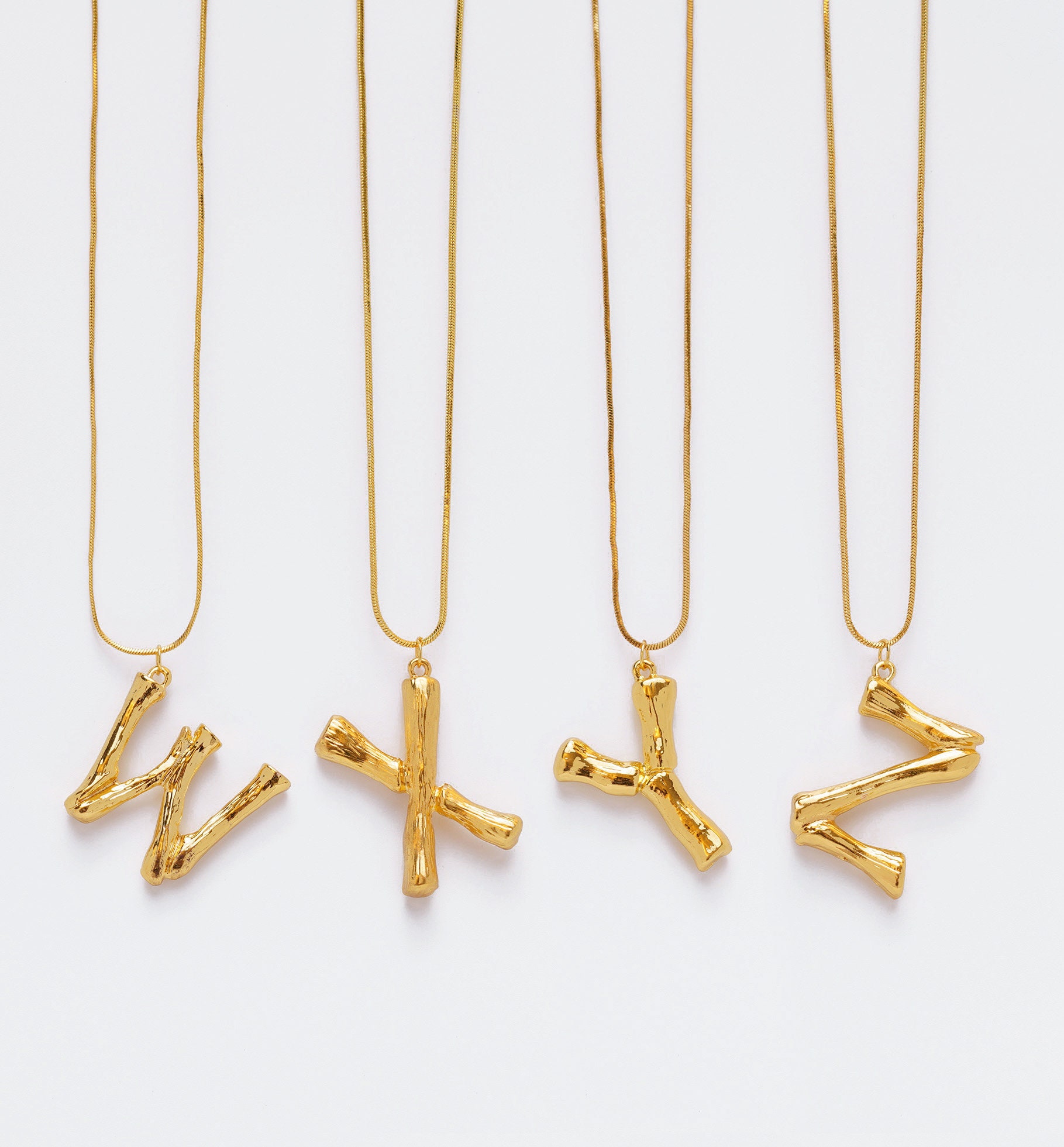 Initial Alphabet Letter Pendant Necklace in 24k Gold Tone | Etsy