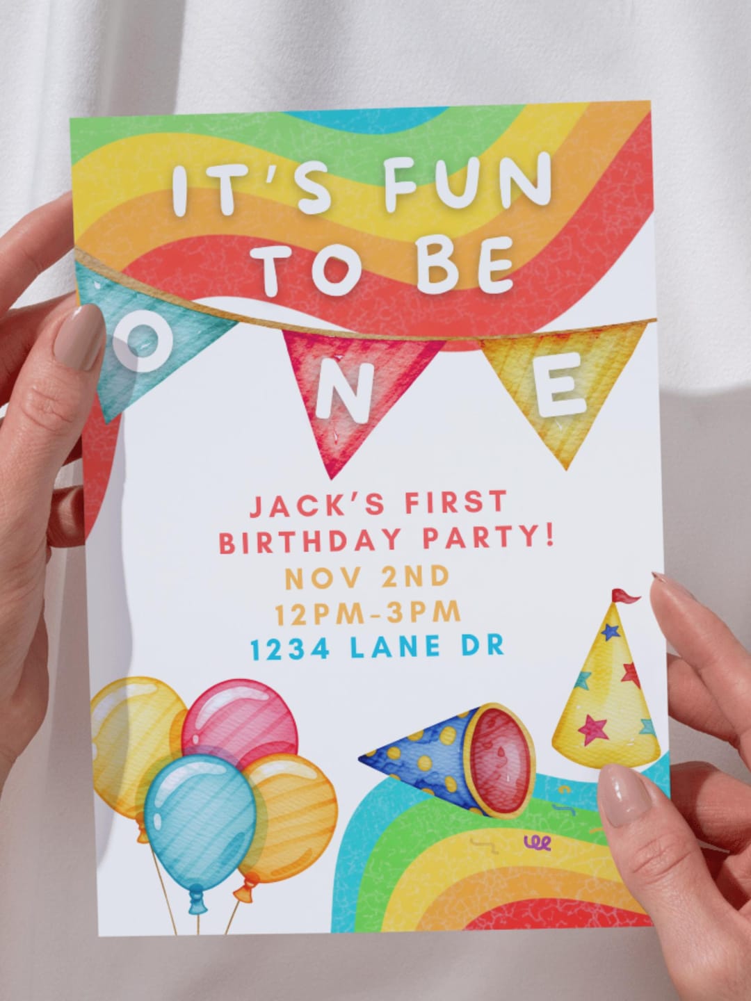 It’s Fun to Be One Editable Canva First Birthday Invitation Template ...