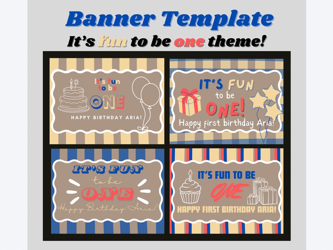 It’s Fun to Be One Editable First Birthday Banner Canva Template! - Etsy