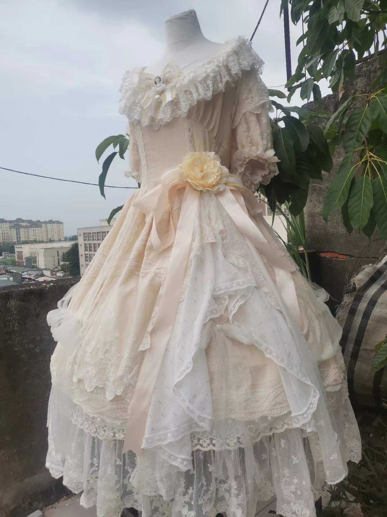The Catcher in the Rye Dress Apricot White Lace OP Handmade Custom ...