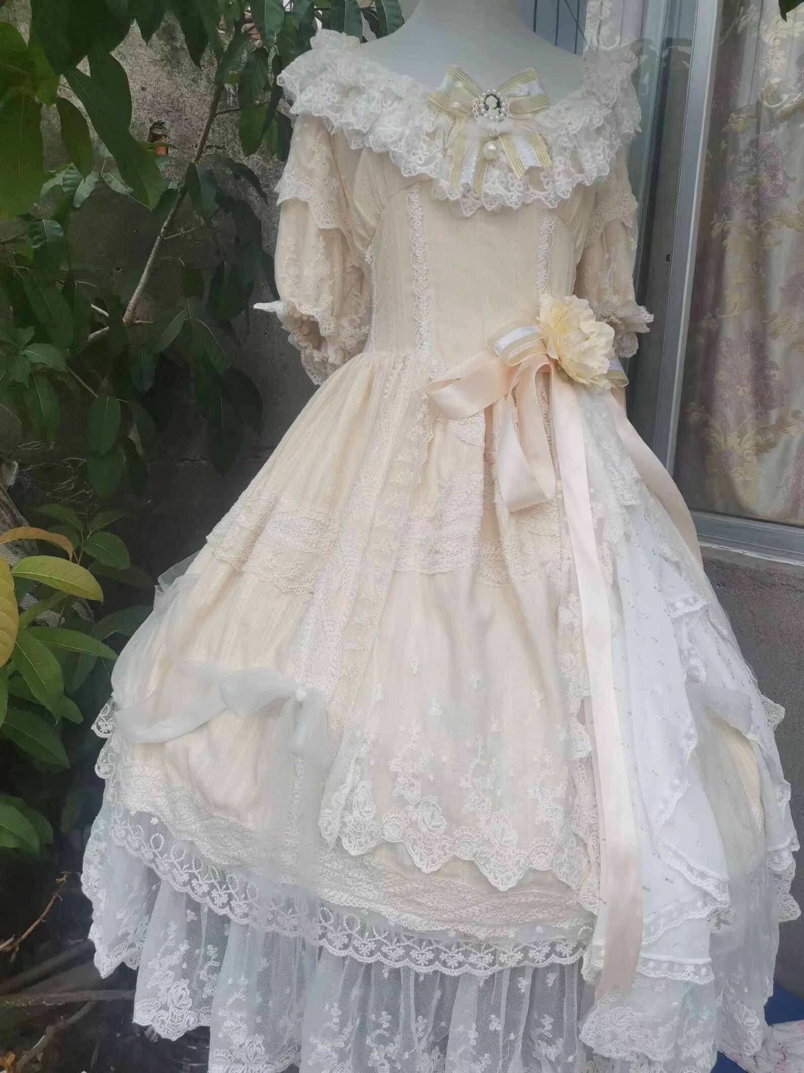 The Catcher in the Rye Dress Apricot White Lace OP Handmade Custom ...