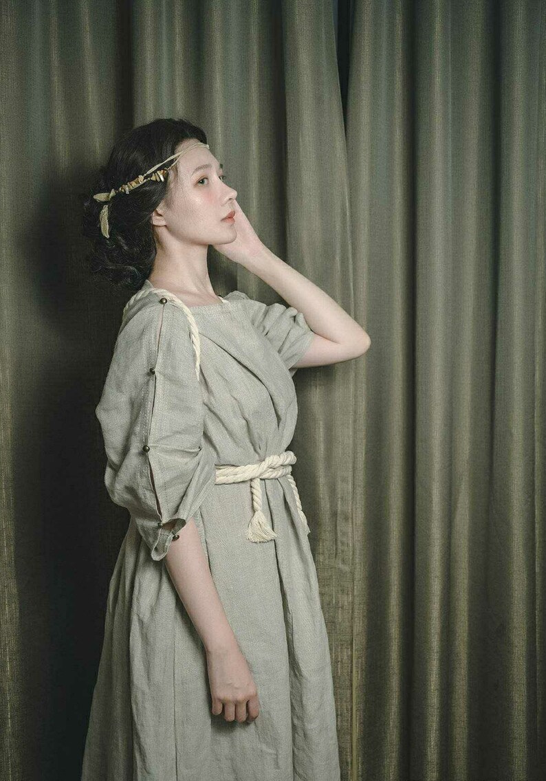 Ancient Roman Robe Dress Linen Greek Toga Handmade Custom B | Etsy