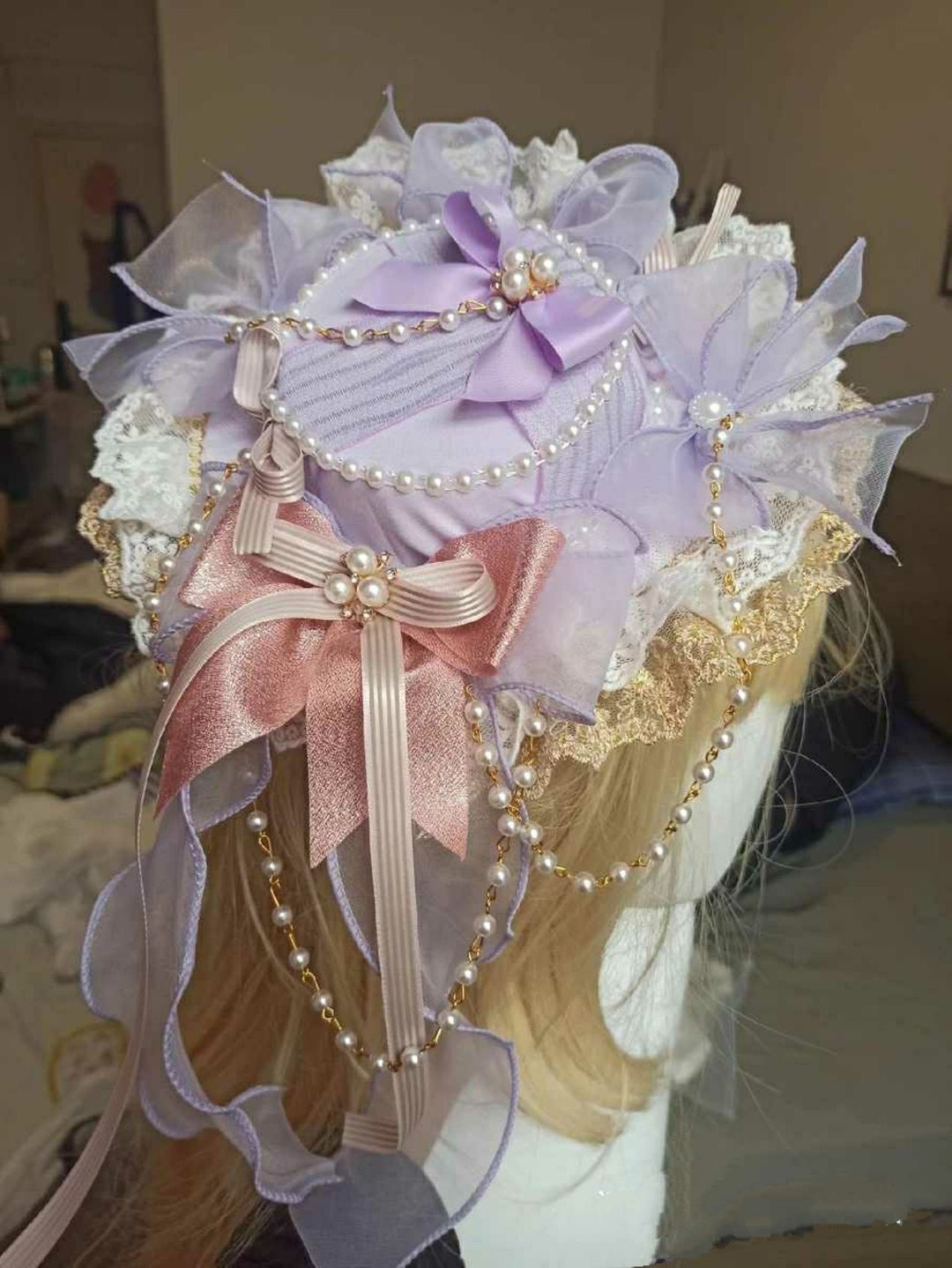 Summer Tea Party Hat Purple Black Hairpin Cosplay Costume ...
