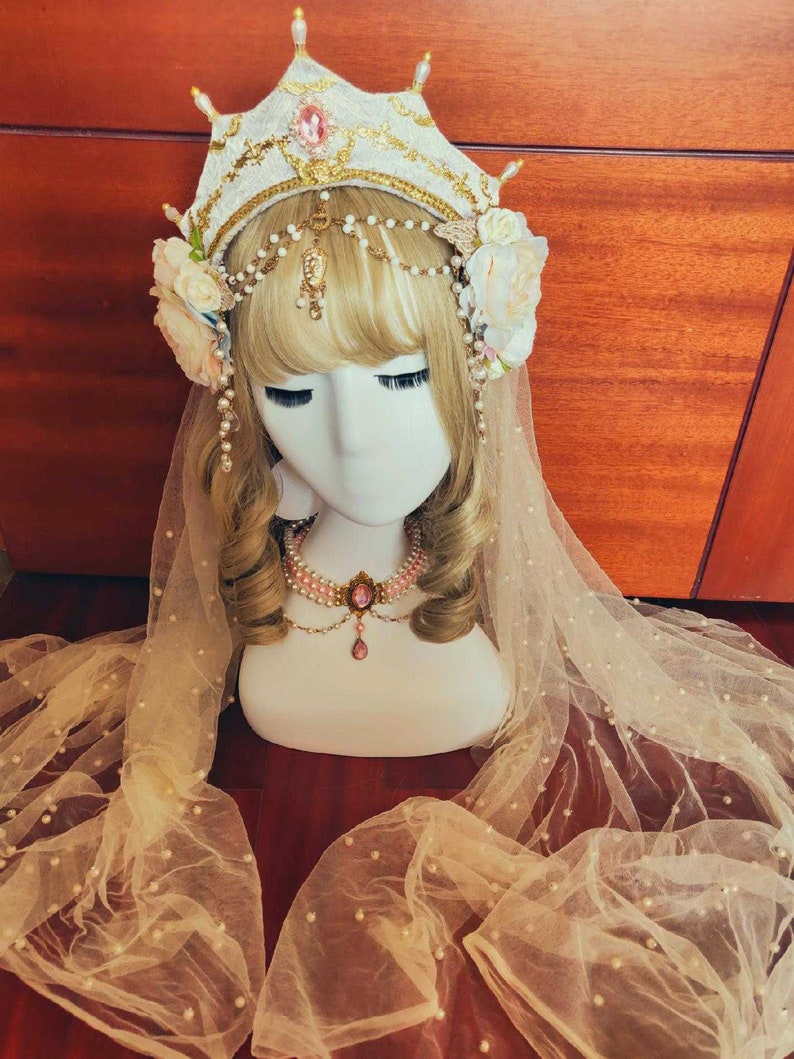 Tudor Crown Headband Veil Cosplay Costume Personalization - Etsy